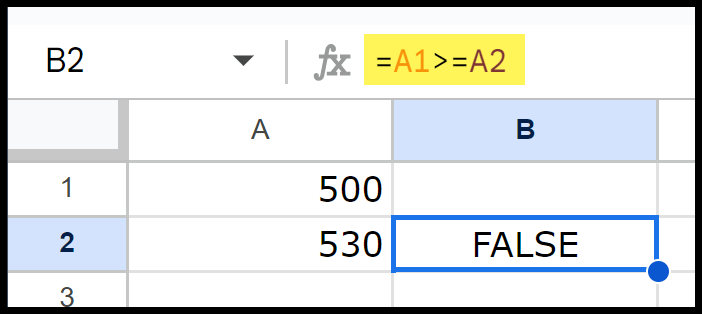How to use Greater Than or Equal To in Google Sheets
