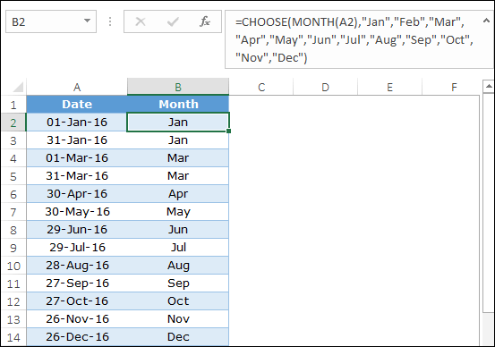 Get Extract A Month From A Date Name Number Excel Formula