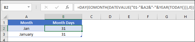 Formula Get Total Days In Month In Excel