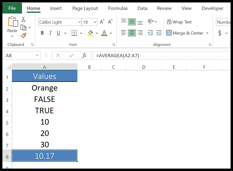 How To Use Averagea Function In Excel Example Sample File