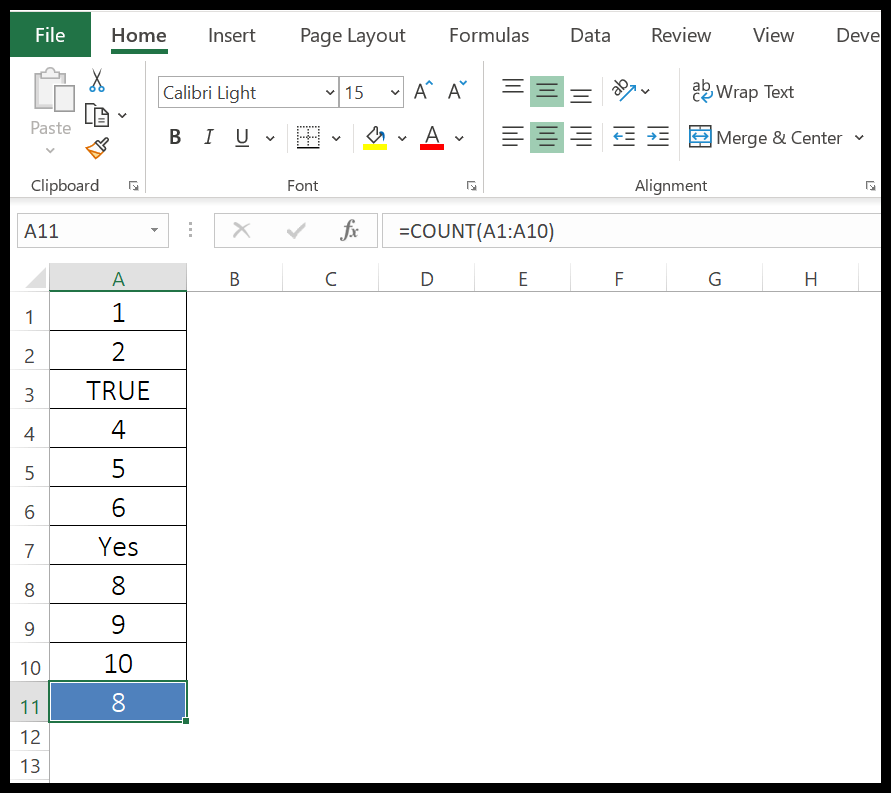 How To Use COUNT Function In Excel Example Sample File 