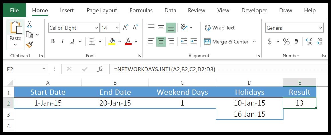 Networkdays Function In Excel Calculate Working Dys