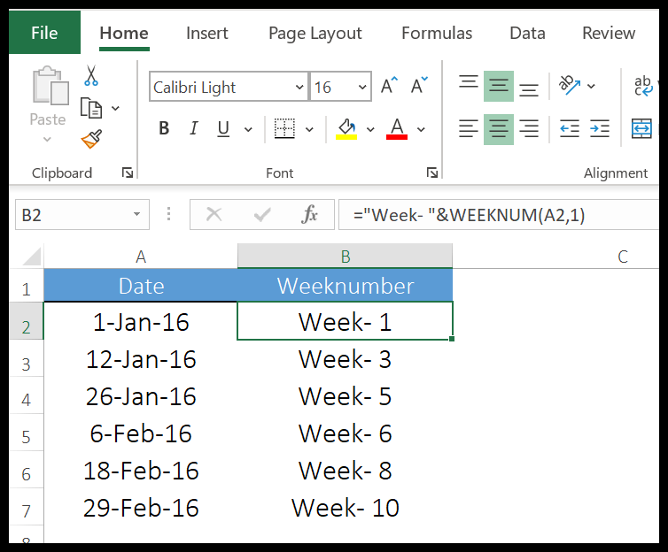 Excel WEEKNUM Function Example Sample File