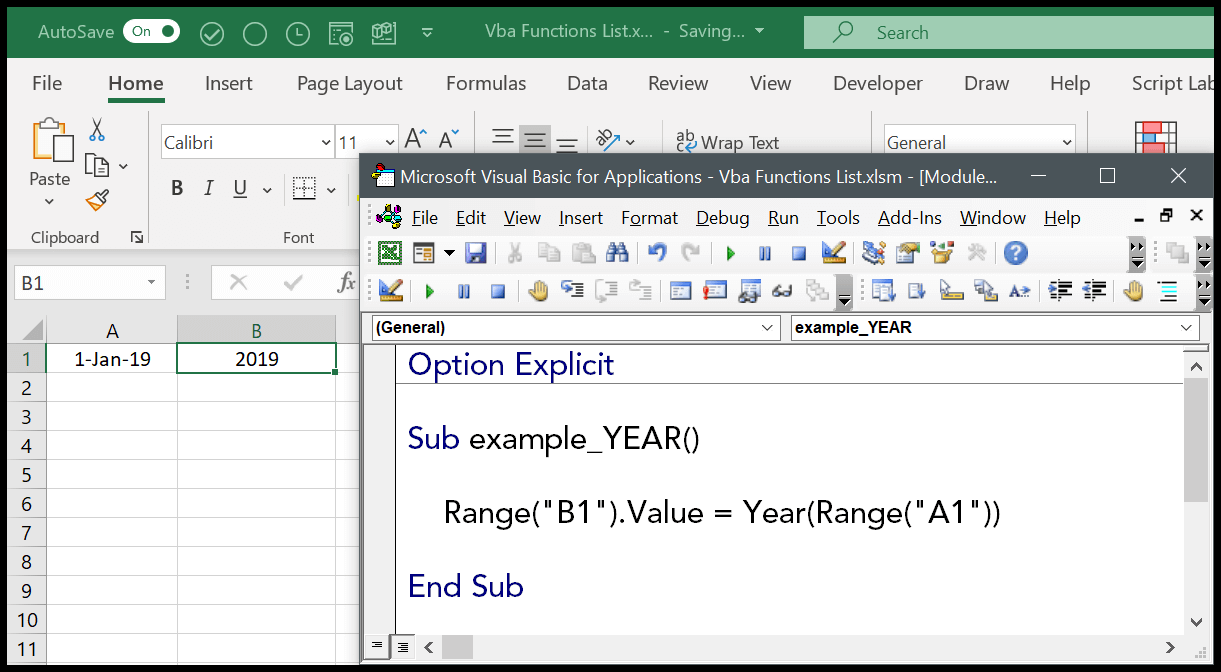 How To Use The VBA YEAR Function Syntax Example 