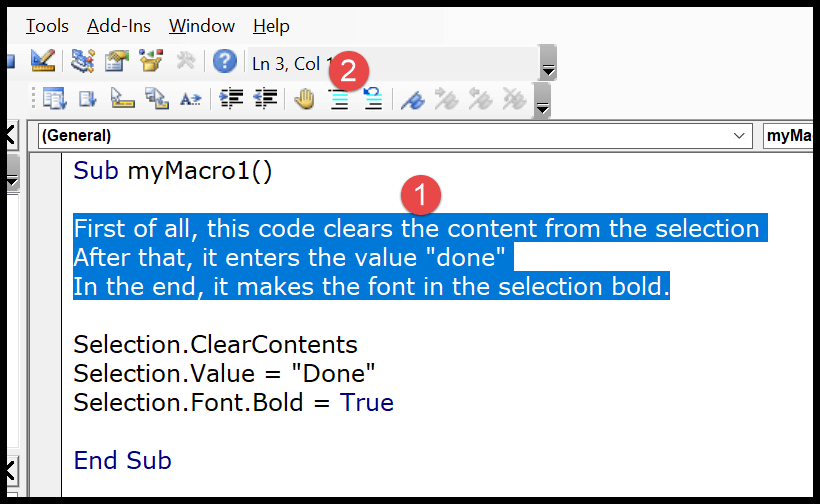 VBA Comment How To Add It Different Ways And Other Things