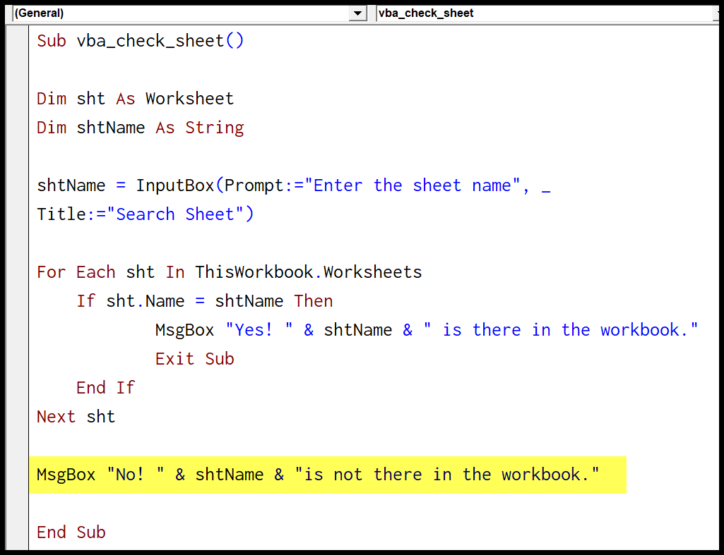 How To Check IF A Sheet Exists Using VBA In Excel