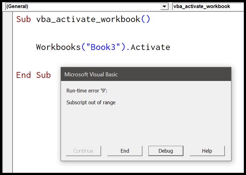 VBA Activate Workbook Excel File 