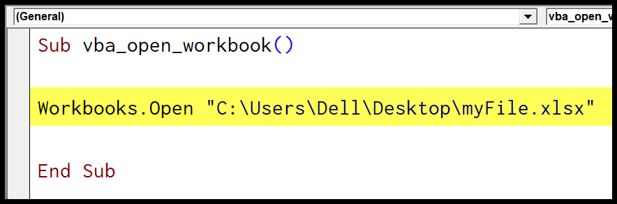 VBA Open Workbook Excel File 