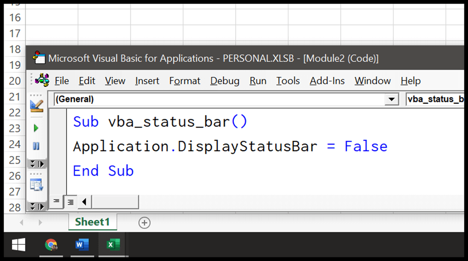 VBA Status Bar (Hide, Show, and Progress) VBA Status Bar (Hide, Show, and Progress)