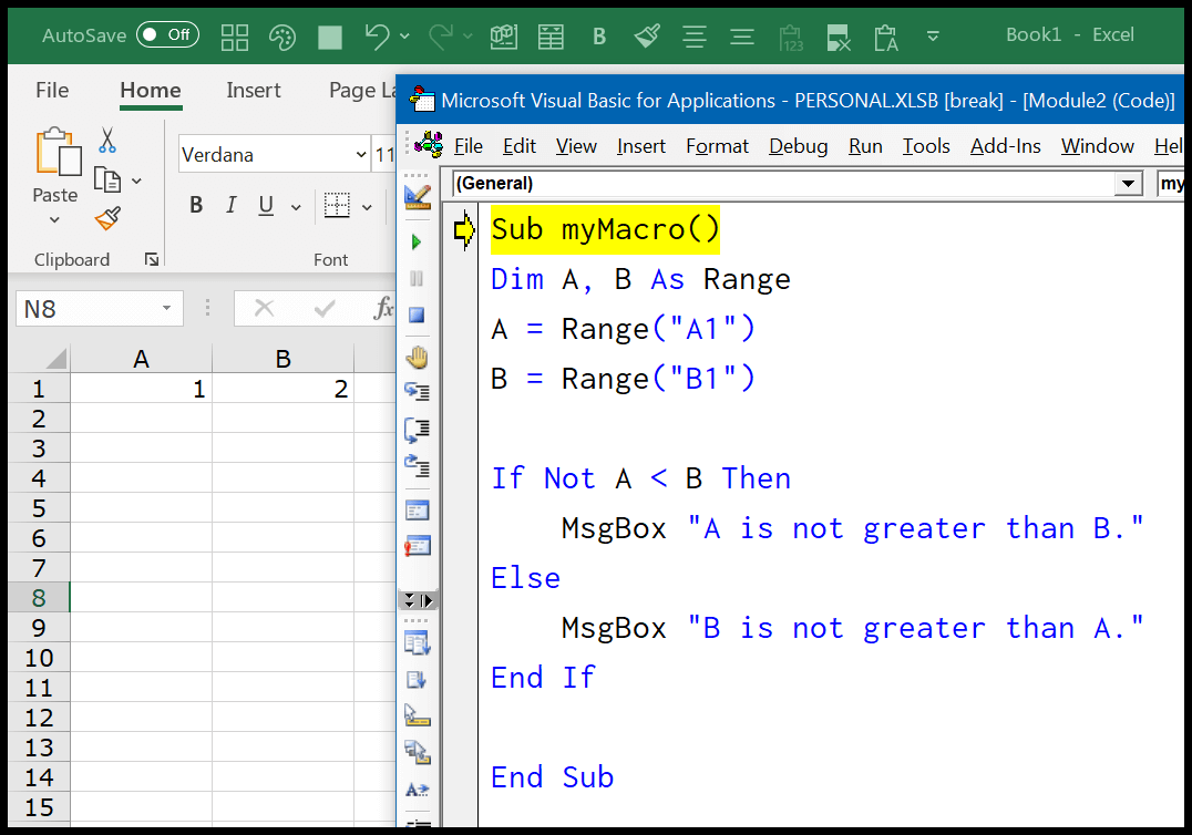 VBA IF Not