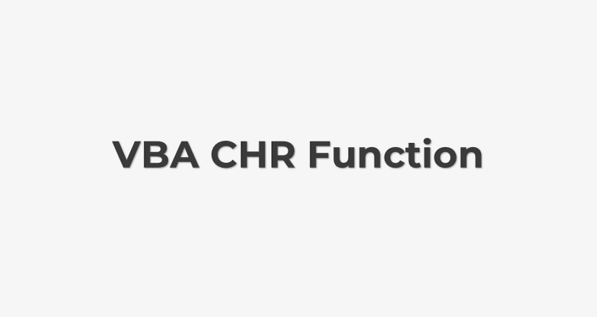 VBA CHR Function Syntax Example 
