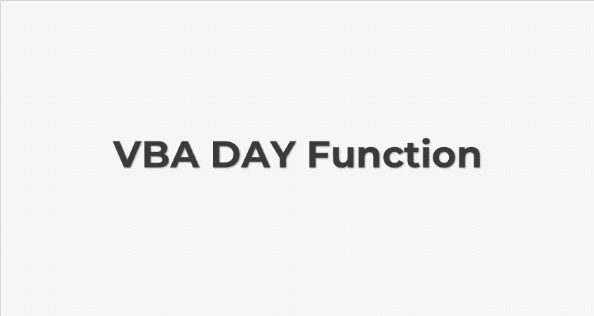 VBA DAY Function Syntax Example 