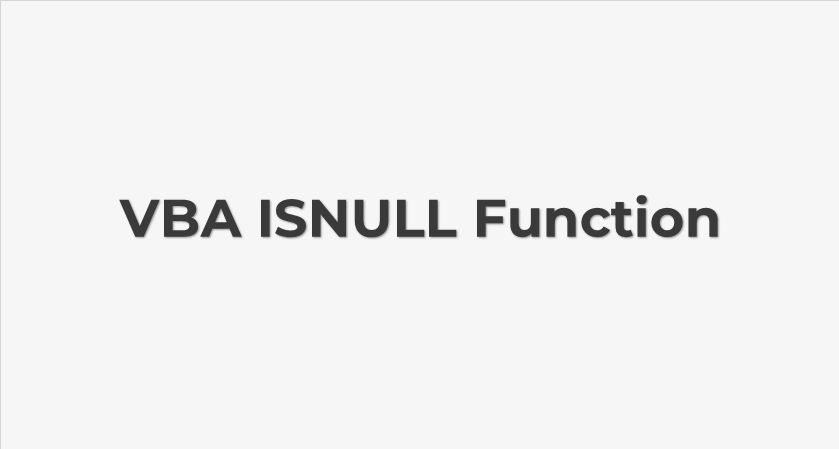 Vba Isnull Function Syntax Example