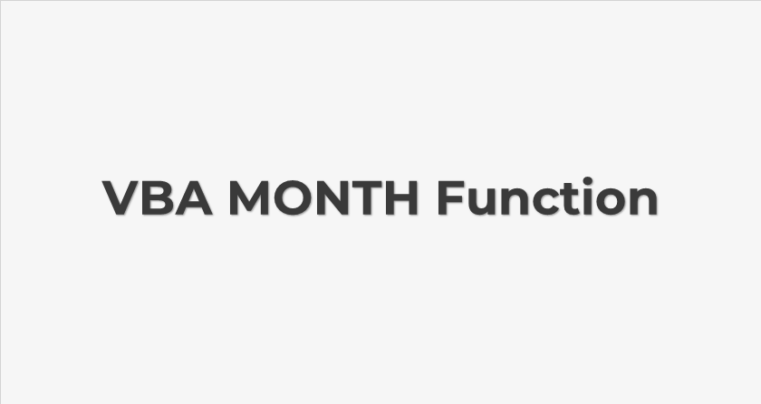 VBA MONTH Function Syntax Example 