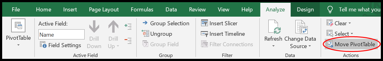 Move A Pivot Table