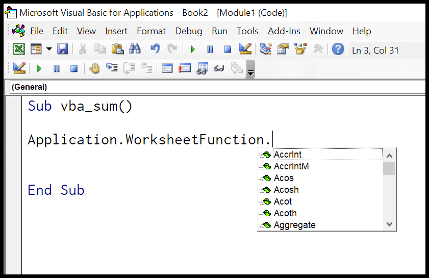 Excel VBA SUM Column Dynamic Range All Cells Above Selected Cells 