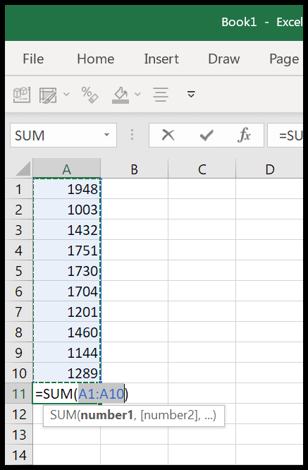 AutoSum Keyboard Shortcut Microsoft Excel