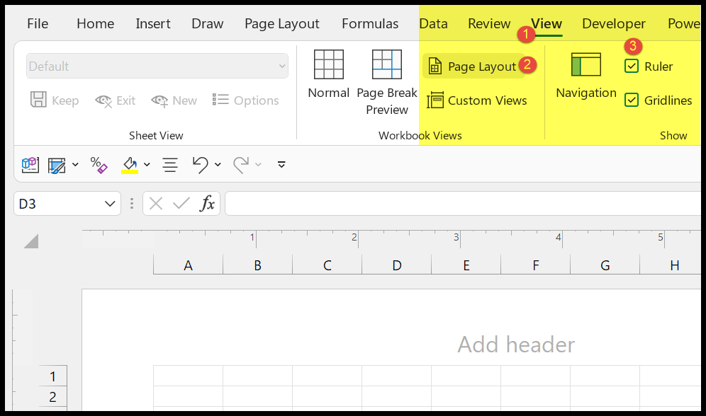 how-to-show-ruler-in-excel