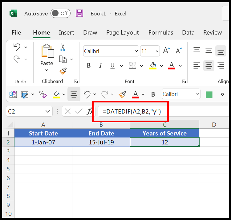 Quickly Get Years Of Service Excel Formula Tutorial