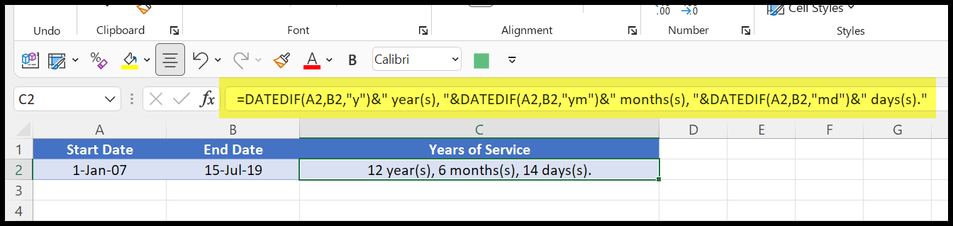 Quickly Get Years Of Service Excel Formula Tutorial