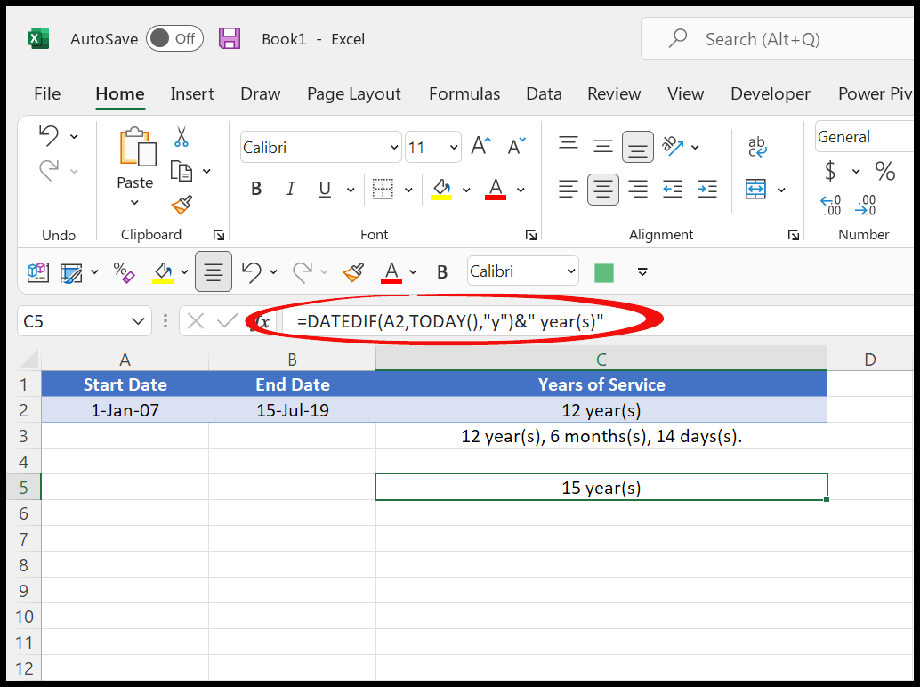 Quickly Get Years Of Service Excel Formula Tutorial