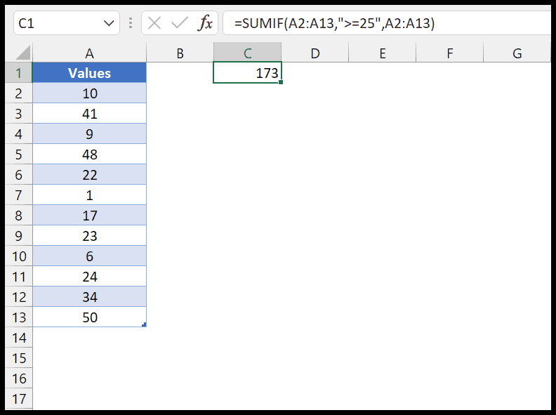 Sum Greater Than Values using SUMIF / Excel Formula