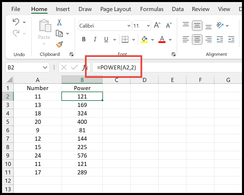 How To Square A Number In Excel Excel Formula