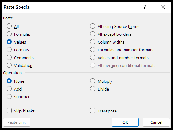 Paste Values Keyboard Shortcut Microsoft Excel