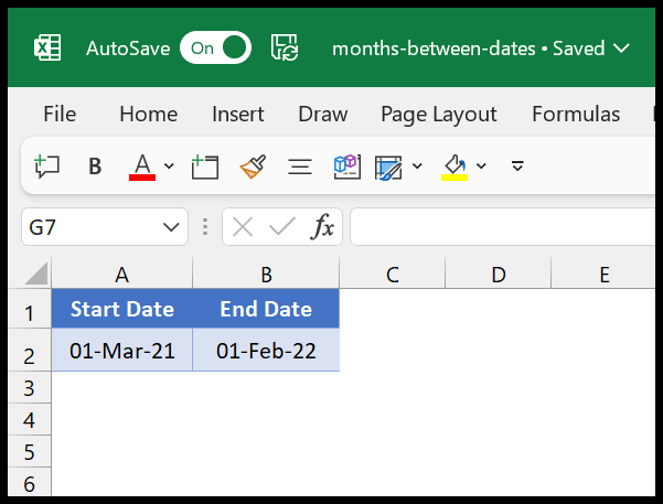 Get Months Between Two Dates Excel Formula