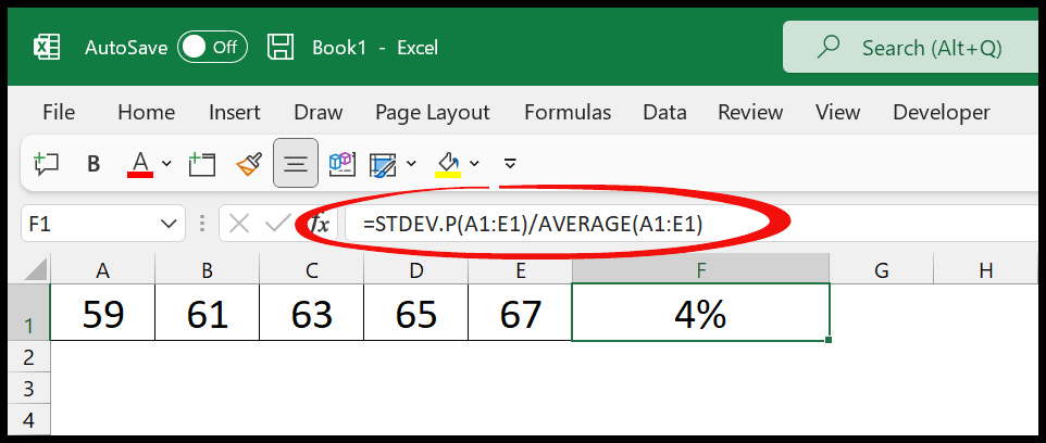 Coefficient Of Variation CV Excel Formula