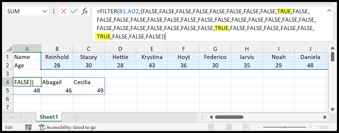 How to Filter Data Horizontally in Excel