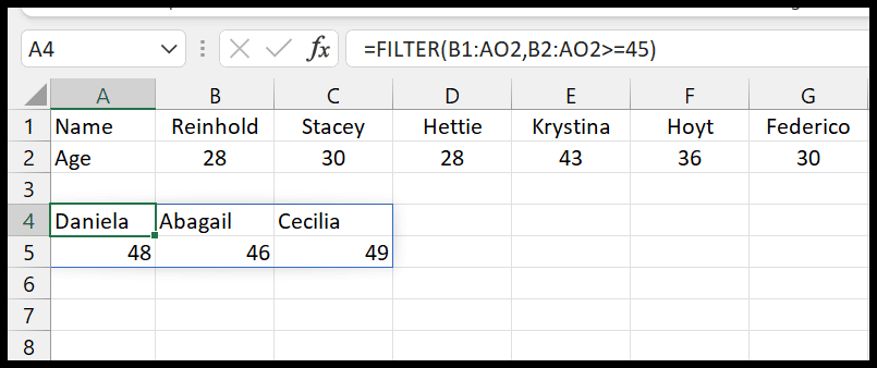 How to Filter Data Horizontally in Excel