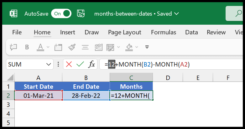 Get Months Between Two Dates | Excel Formula