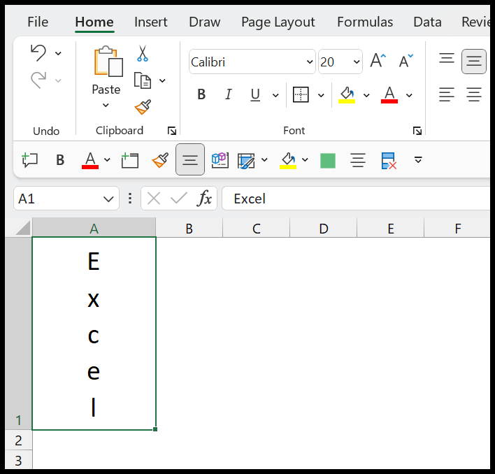 How To Write Type Vertically In Excel