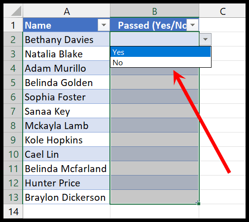 How To Create A Yes No Drop Down In Excel