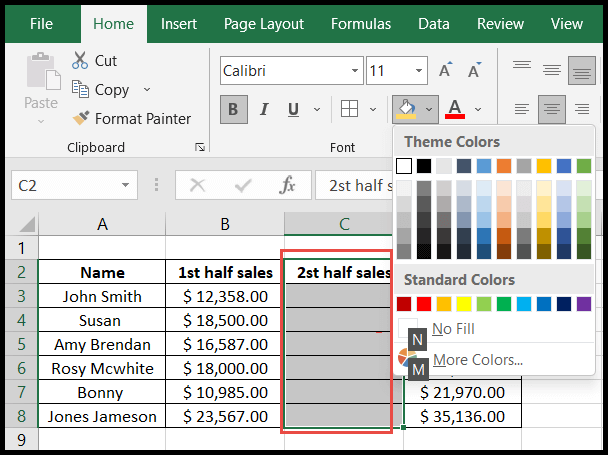 Fill Color In Excel Keyboard Shortcut 
