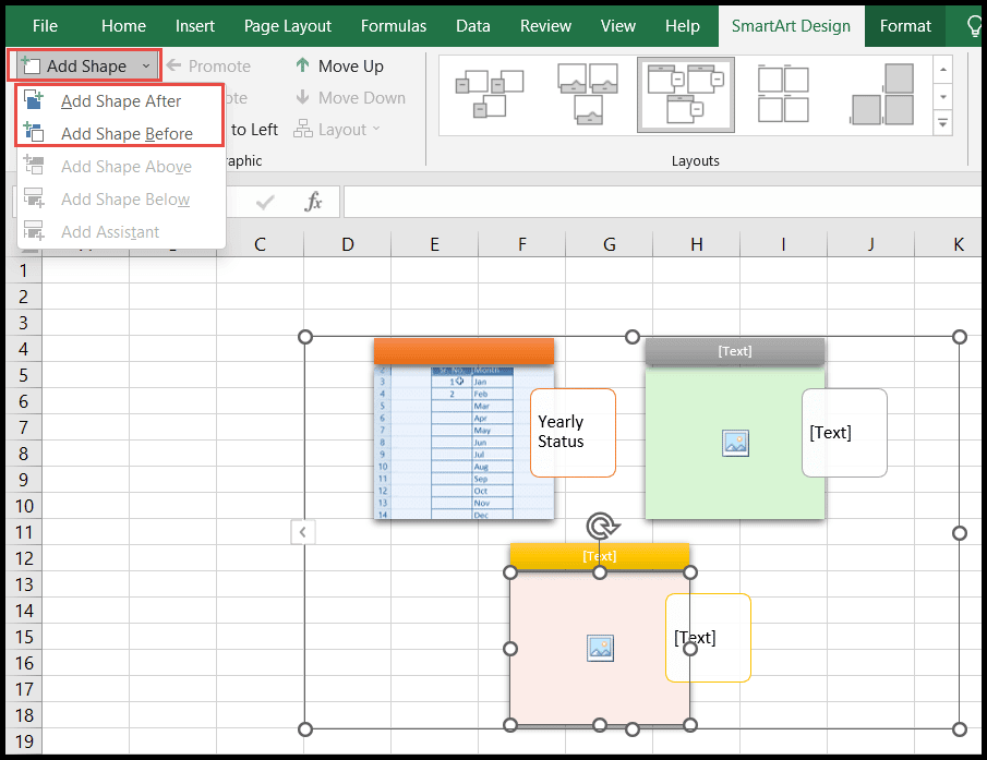How to use Smart Art in Excel