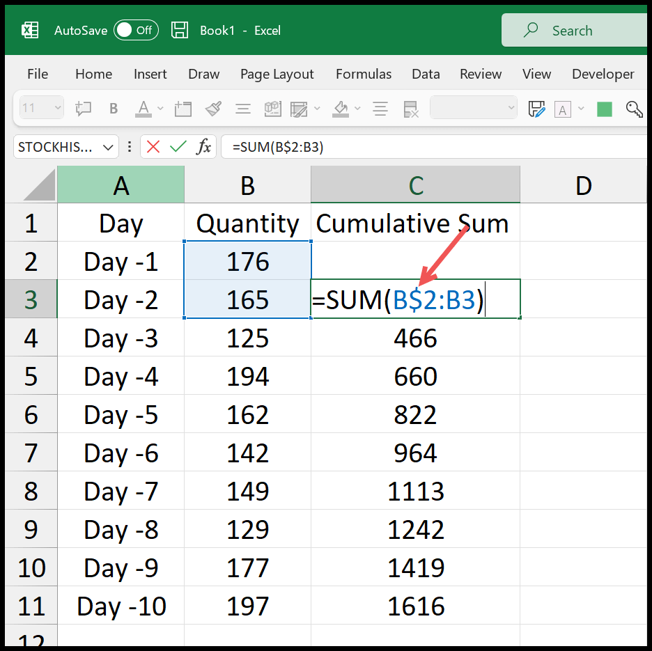 Calculate The Cumulative Sum Of Values Excel Formula 
