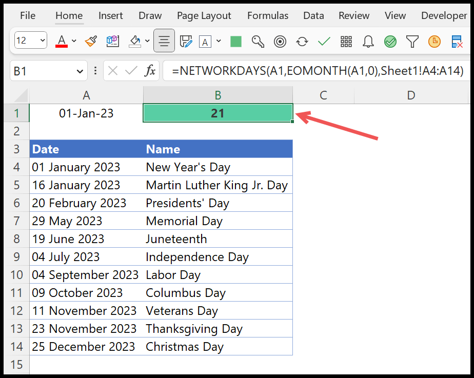 Business Days In A Month Excel Formula 