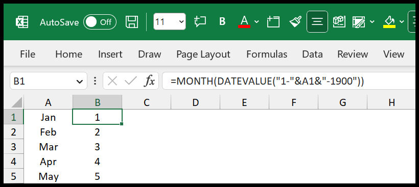 Convert Month Name To Number Excel Formula 