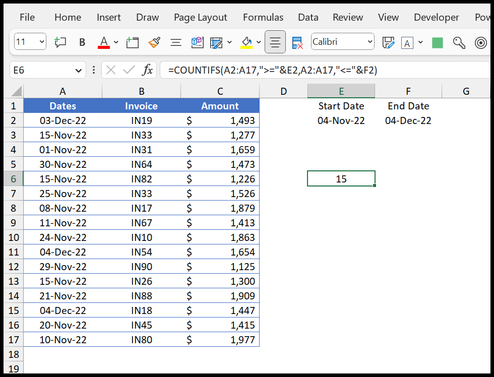 Count Days Between Two Dates COUNTIF Date Range In Excel