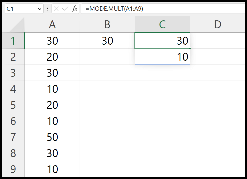 Get The Most Frequent Number s From An Array Excel Formula 