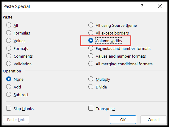 Copy and Paste Column Width in Excel (Quick Guide)