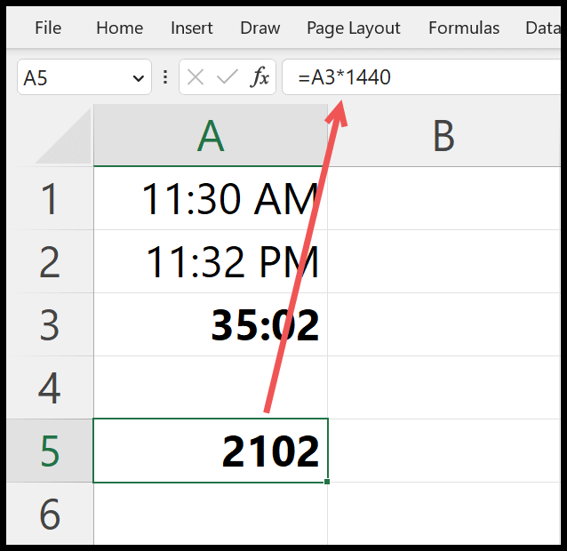 How to Convert Time Value into Minutes in Excel (Formula)