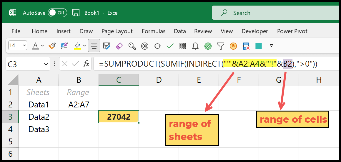 Using INDIRECT With SUM Excel Formula 