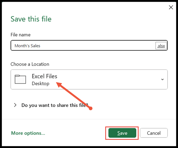 Save An Excel File Workbook 1701