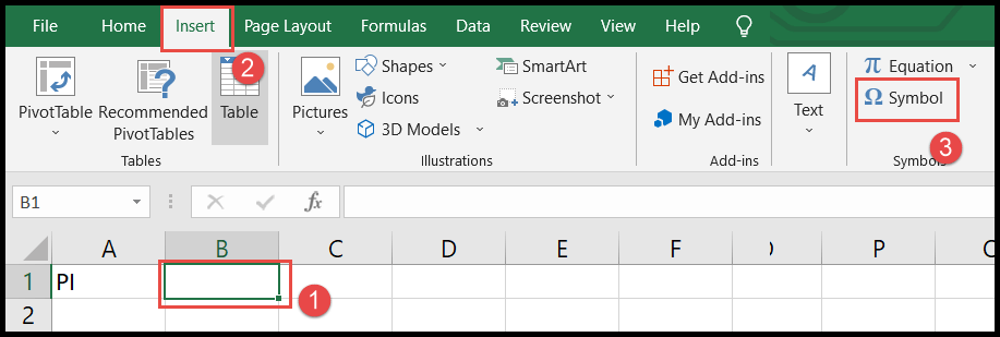 How To Insert PI Symbol In Excel