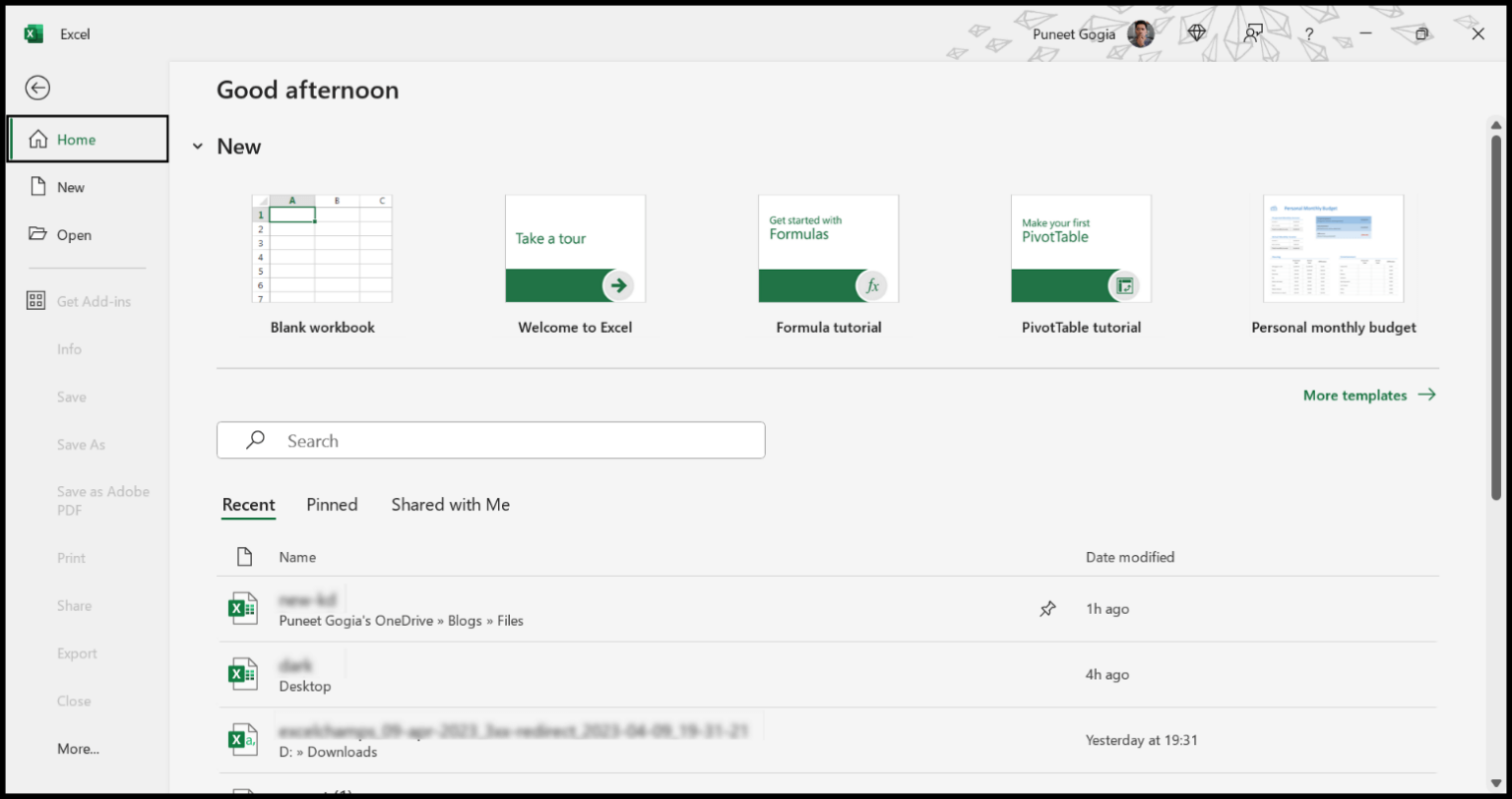 Backstage View in Excel