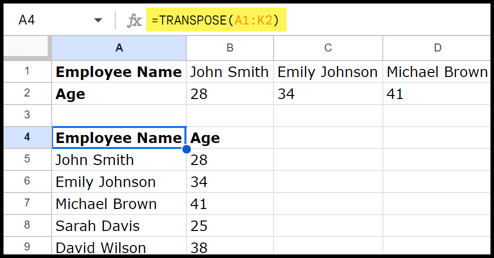 Transpose Function In Google Sheets - Infoupdate.org