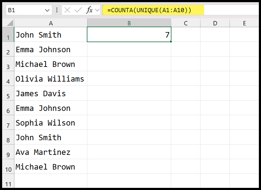 Using UNIQUE Function In Excel Get Unique Values 